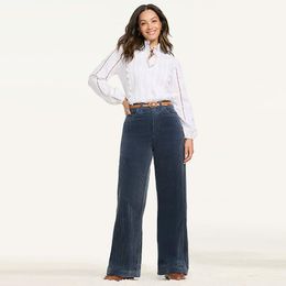 LANDS' END Breitcord-Hose High Waist mit weitem Bein f&uuml;r Damen in Petite-Gr&ouml;&szlig;e, Damen, size: petite, Blau, Baumwoll-Mischung, by Lands' End
