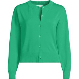 LANDS' END Kurzer Feinstrick-Cardigan aus Baumwolle f&uuml;r Damen in Plus-Gr&ouml;&szlig;e, Damen, size: plus, Gr&uuml;n, Baumwolle, by Lands' End