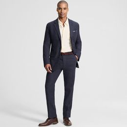 LANDS' END Classic Fit Business-Hose aus Leinenmix f&uuml;r Herren, Herren, size: regular, Blau, Leinen/Baumwoll-Mischung/Viskose-Mischung, by Lands' End