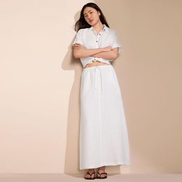 LANDS' END Leinen-Midirock f&uuml;r Damen in Petite-Gr&ouml;&szlig;e, Damen, size: petite, Wei&szlig;, by Lands' End