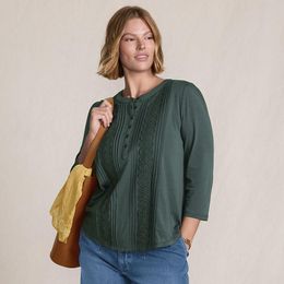 LANDS' END Shirt aus Baumwolle/Modalmix mit 3/4-&Auml;rmeln, Damen, size: regular, Gr&uuml;n, Baumwolle Modal, by Lands' End