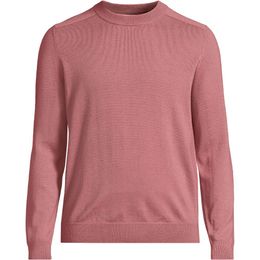 LANDS' END Merino-Rundhalspullover f&uuml;r Herren, Herren, size: regular, Rot, Wolle, by Lands' End