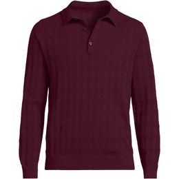 LANDS' END Feinstrick-Poloshirt f&uuml;r Herren, Herren, size: regular, Rot, Baumwolle, by Lands' End