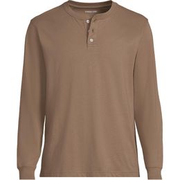 LANDS' END Super-T Langarm-Henleyshirt f&uuml;r Herren, Classic Fit, Herren, size: regular, Braun, Baumwolle, by Lands' End