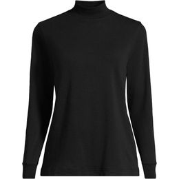 LANDS' END Stehkragen-Shirt in Petite-Gr&ouml;&szlig;e, Damen, size: petite, Schwarz, Baumwolle, by Lands' End