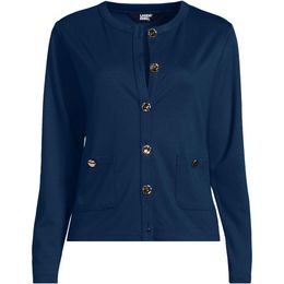 LANDS' END Feinstrick-Cardigan f&uuml;r Damen, Damen, size: regular, Blau, Polyester/Viskose/Polyester-Mischung, by Lands' End