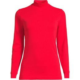 Stehkragen-Shirt in Petite-Gr&ouml;&szlig;e, Damen, size: petite, Rot, Baumwolle, by Lands' End