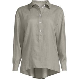 LANDS' END Premium Reinleinen-Schlupfbluse, Damen, size: regular, Gr&uuml;n, Leinen, by Lands' End