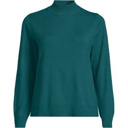 LANDS' END Stehkragenpullover mit &Auml;rmelkn&ouml;pfen f&uuml;r Damen in Petite-Gr&ouml;&szlig;e, Damen, size: petite, Gr&uuml;n, by Lands' End