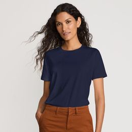 LANDS' END Supima Kurzarm-Shirt mit rundem Ausschnitt f&uuml;r Damen, Damen, size: regular, Blau, Baumwolle, by Lands' End