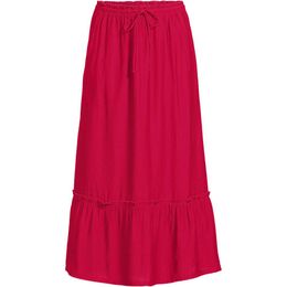 LANDS' END Wadenlanger Ready to Go Volantrock f&uuml;r Damen, Damen, size: regular, Rot, Nylon/Viskose, by Lands' End