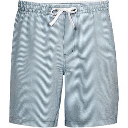 Seersucker-Badeshorts mit Hydroliner f&uuml;r Herren, 18 cm, Herren, size: regular, Blau, Elasthan/Polyester-Mischung, by Lands' End