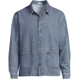 LANDS' END Soft Comfort Hemdjacke im Leinenmix f&uuml;r Herren, Herren, size: regular, Blau, Baumwolle/Leinen/Baumwoll-Mischung, by Lands' End