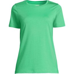 LANDS' END Supima Kurzarm-Shirt mit rundem Ausschnitt f&uuml;r Damen, Damen, size: regular, Gr&uuml;n, Baumwolle, by Lands' End
