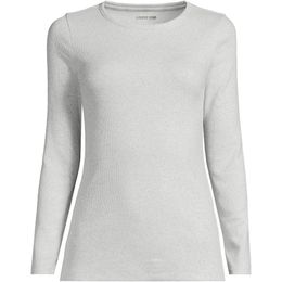 LANDS' END Langarmshirt aus mikrofeinem Baumwollripp f&uuml;r Damen in Plus-Gr&ouml;&szlig;e, Damen, size: plus, Grau, Baumwolle/Elasthan, by Lands' End