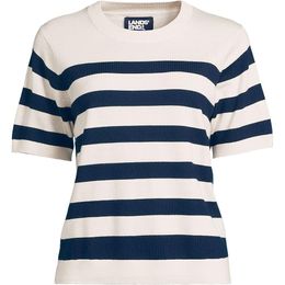 LANDS' END Merinopullover mit kurzen &Auml;rmeln f&uuml;r Damen, Damen, size: regular, Blau, Wolle, by Lands' End