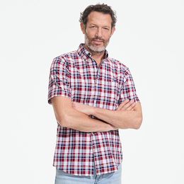 LANDS' END Madras-Kurzarmhemd f&uuml;r Herren, Classic Fit, Herren, size: regular, Rot, Baumwolle, by Lands' End