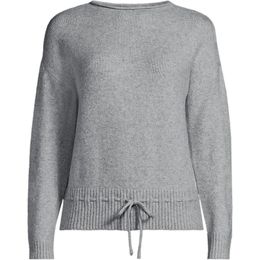 LANDS' END Wool Touch Pullover mit B&auml;ndchenzug-Saum f&uuml;r Damen in Petite-Gr&ouml;&szlig;e, Damen, size: petite, Grau, Wolle/Polyester/Viskose, by Lands' End