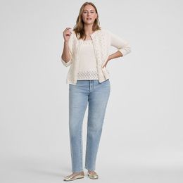 LANDS' END Straight Fit Recover High Waist Jeans in Plus-Gr&ouml;&szlig;e, Damen, size: plus, Blau, Baumwoll-Mischung, by Lands' End