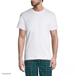 LANDS' END Kurzarm-Shirt mit Rundhalsausschnitt f&uuml;r Herren (3er-Set), Herren, size: regular, Wei&szlig;, Baumwolle, by Lands' End