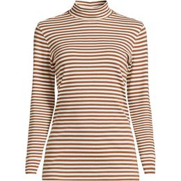 LANDS' END Stehkragen-Shirt in Plusgr&ouml;&szlig;e, Damen, size: plus, Braun, Baumwolle, by Lands' End