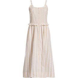 LANDS' END Soft Ease Midikleid mit Biesen aus Leinenmix f&uuml;r Damen in Petite-Gr&ouml;&szlig;e, Damen, size: petite, Elfenbein, Baumwolle/Leinen, by Lands' End