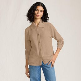 LANDS' END Baumwollmix-Jacke im Waffelstrick f&uuml;r Damen, Damen, size: regular, Braun, Baumwoll-Mischung/Polyester-Mischung, by Lands' End