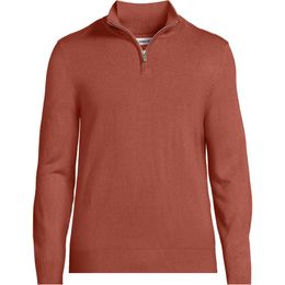 LANDS' END CashTouch Feinstrick-Pullover mit Rei&szlig;verschluss f&uuml;r Herren, Herren, size: regular, Braun, Polyester, by Lands' End