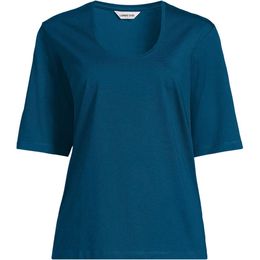 LANDS' END Supima Rundhalsshirt f&uuml;r Damen, Damen, size: regular, Blau, Baumwolle, by Lands' End