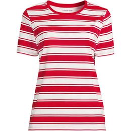 Supima Kurzarm-Shirt mit rundem Ausschnitt f&uuml;r Damen in Petite-Gr&ouml;&szlig;e, Damen, size: petite, Rot, Baumwolle, by Lands' End