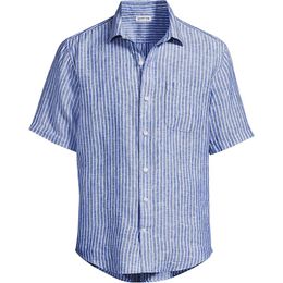 LANDS' END Premium Reinleinen-Hemd mit kurzen &Auml;rmeln f&uuml;r Herren, Classic Fit, Herren, size: regular, Blau, Leinen, by Lands' End