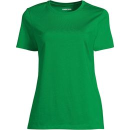 Supima Kurzarm-Shirt mit rundem Ausschnitt f&uuml;r Damen in Petite-Gr&ouml;&szlig;e, Damen, size: petite, Gr&uuml;n, Baumwolle, by Lands' End