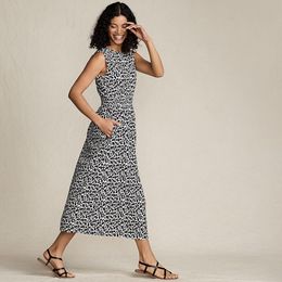 LANDS' END &Auml;rmelloses Midikleid f&uuml;r Damen, Damen, size: regular, Schwarz, Baumwolle/Viskose/Baumwoll-Mischung, by Lands' End