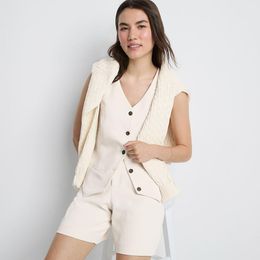 LANDS' END Bundfalten-Shorts aus Cr&ecirc;pe 18 cm f&uuml;r Damen, Damen, size: regular, Elfenbein, Baumwolle/Polyester, by Lands' End