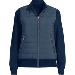 LANDS' END Strick- & Stepp-Bomberjacke f&uuml;r Damen, Damen, size: regular, Blau, Polyester/Polyester-Mischung, by Lands' End