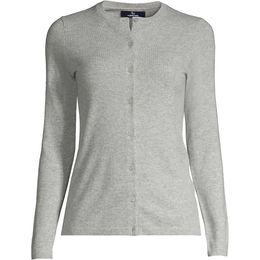 LANDS' END Kaschmir-Cardigan mit rundem Ausschnitt in Plus-Gr&ouml;&szlig;e, Damen, size: plus, Grau, Kaschmir, by Lands' End
