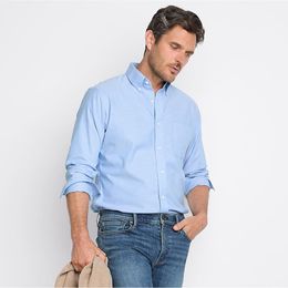 LANDS' END CLASSIC FIT. Buttondown-Kragen. Oxfordhemd, Herren, size: regular, Blau, Baumwolle, by Lands' End