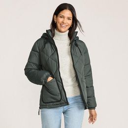 Isolierte FeatherFree&trade; Kapuzen-Steppjacke, Damen, size: regular, Gr&uuml;n, Polyester, by Lands' End