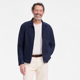 LANDS' END Premium Reinleinen-Bomberjacke, Herren, size: Mens Regular, Blau, Leinen, by Lands' End