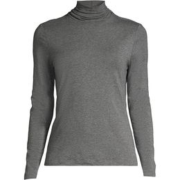 LANDS' END Rollkragenshirt aus Baumwoll/Modalmix, Damen, size: regular, Grau, Baumwolle/Elasthan/Baumwolle Modal, by Lands' End