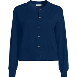 LANDS' END Kurzer Feinstrick-Cardigan aus Baumwolle f&uuml;r Damen in Plus-Gr&ouml;&szlig;e, Damen, size: plus, Blau, Baumwolle, by Lands' End