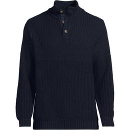 LANDS' END Strukturierter Troyer-Pullover Drifter f&uuml;r Herren, Herren, size: regular, Blau, Baumwolle, by Lands' End