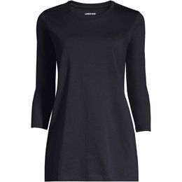 LANDS' END Supima-Shirt mit 3/4-&Auml;rmeln f&uuml;r Damen in Petite-Gr&ouml;&szlig;e, Damen, size: petite, Schwarz, Baumwolle, by Lands' End