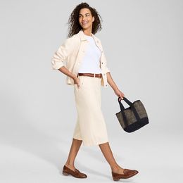 LANDS' END Soft Comfort Jeans-Culotte im Leinenmix, Damen, size: regular, Elfenbein, Baumwolle/Leinen/Lyocell (Viskose), by Lands' End