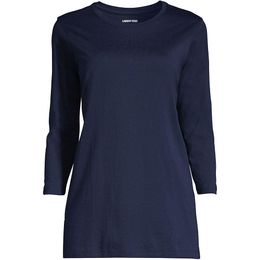 LANDS' END Supima-Shirt mit 3/4-&Auml;rmeln f&uuml;r Damen in Petite-Gr&ouml;&szlig;e, Damen, size: petite, Blau, Baumwolle, by Lands' End