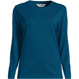 LANDS' END Lang&auml;rmeliges Supima-Shirt mit Rundausschnitt f&uuml;r Damen, Damen, size: regular, Blau, by Lands' End