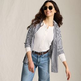 LANDS' END Langarm-Henleyshirt aus Ripp-Jersey f&uuml;r Damen, Damen, size: regular, Elfenbein, Viskose-Mischung/Polyester-Mischung, by Lands' End