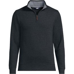 LANDS' END Rei&szlig;verschluss-Pullover aus Bedford-Ripp f&uuml;r Herren in Tallgr&ouml;&szlig;e, Herren, size: tall, Schwarz, Baumwolle, by Lands' End