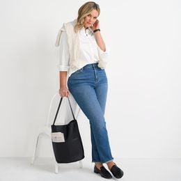 LANDS' END Straight Fit Recover High Waist Jeans in Plus-Gr&ouml;&szlig;e, Damen, size: plus, Blau, Baumwoll-Mischung, by Lands' End