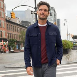 LANDS' END Hemdjacke aus Piqu&eacute; f&uuml;r Herren, Herren, size: regular, Blau, Polyester-Mischung, by Lands' End